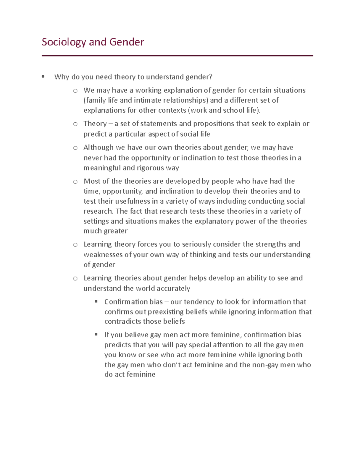 Sociology and Gender - Study guide - Sociology and Gender Why do you ...