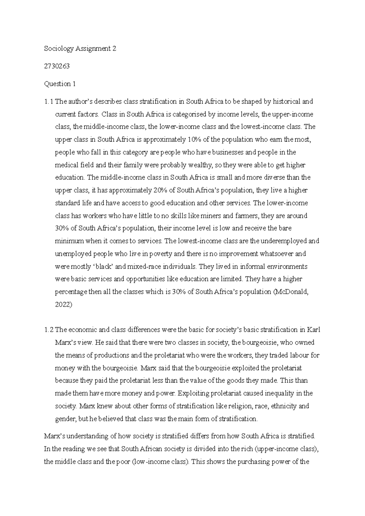 SOCL1014 Assignment 2 - Sociology Assignment 2 2730263 Question 1 1 The ...