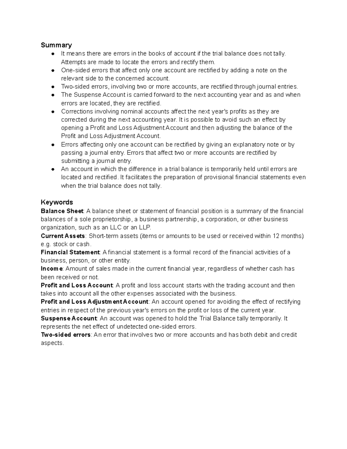 Summary and keywords of Reserves - Summary It means there are errors in ...