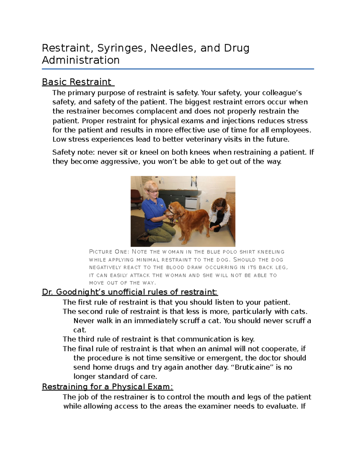2- Basic Restraint and Drug Administration - Restraint, Syringes ...