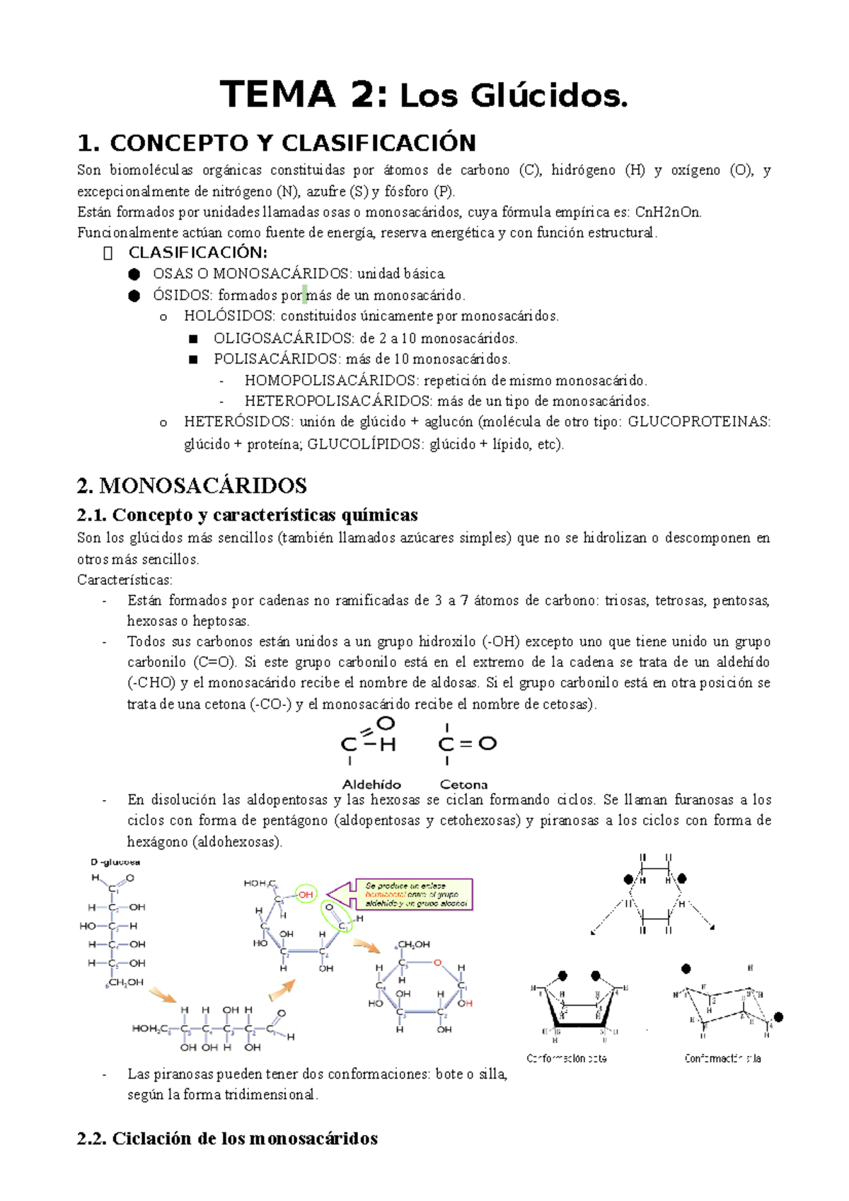 TEMA 2 Los Glúcidos - ejercicios de 2 bachiller - TEMA 2: Los Glúcidos. 1. CONCEPTO Y ...