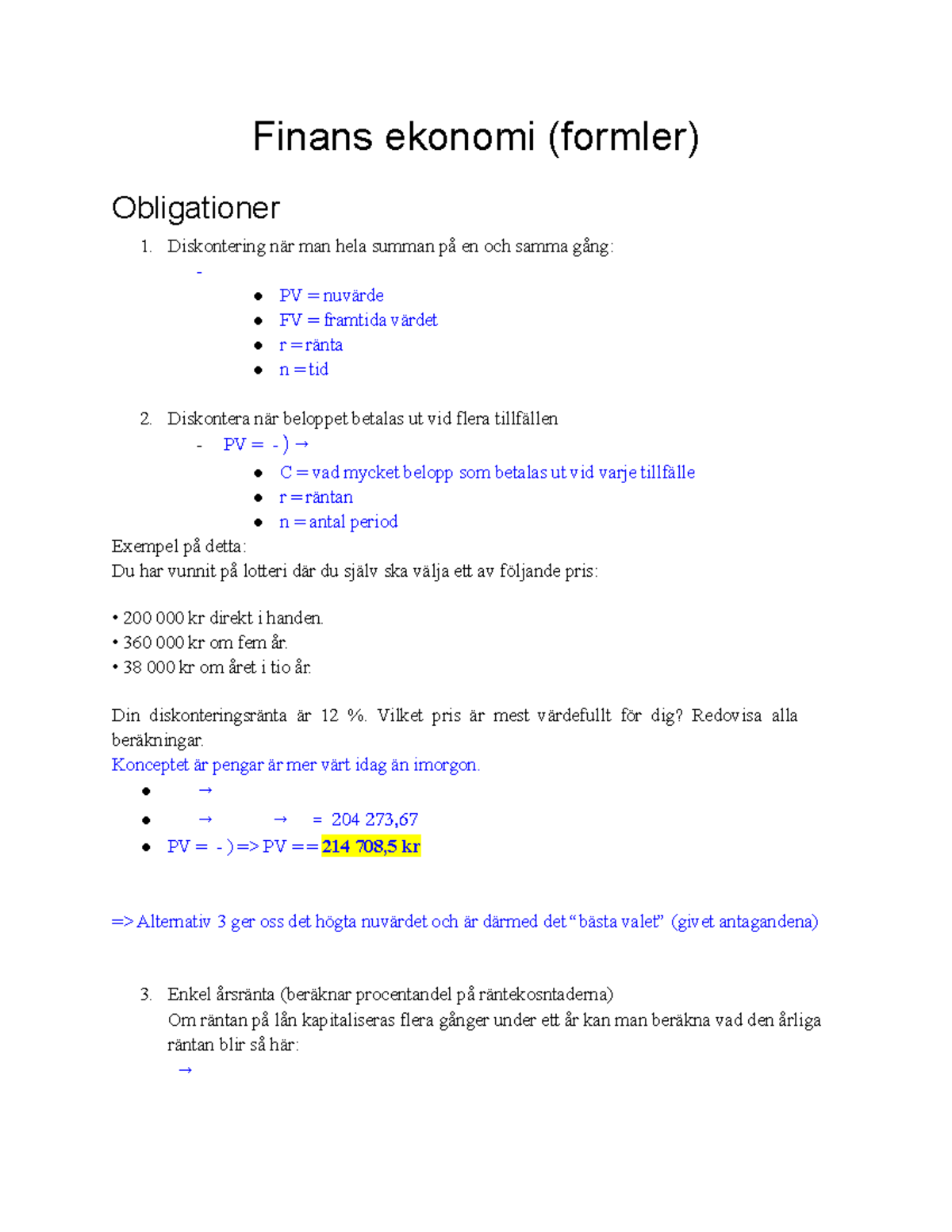 Finans ekonomi (formler) - Finans ekonomi (formler) Obligationer 1 ...
