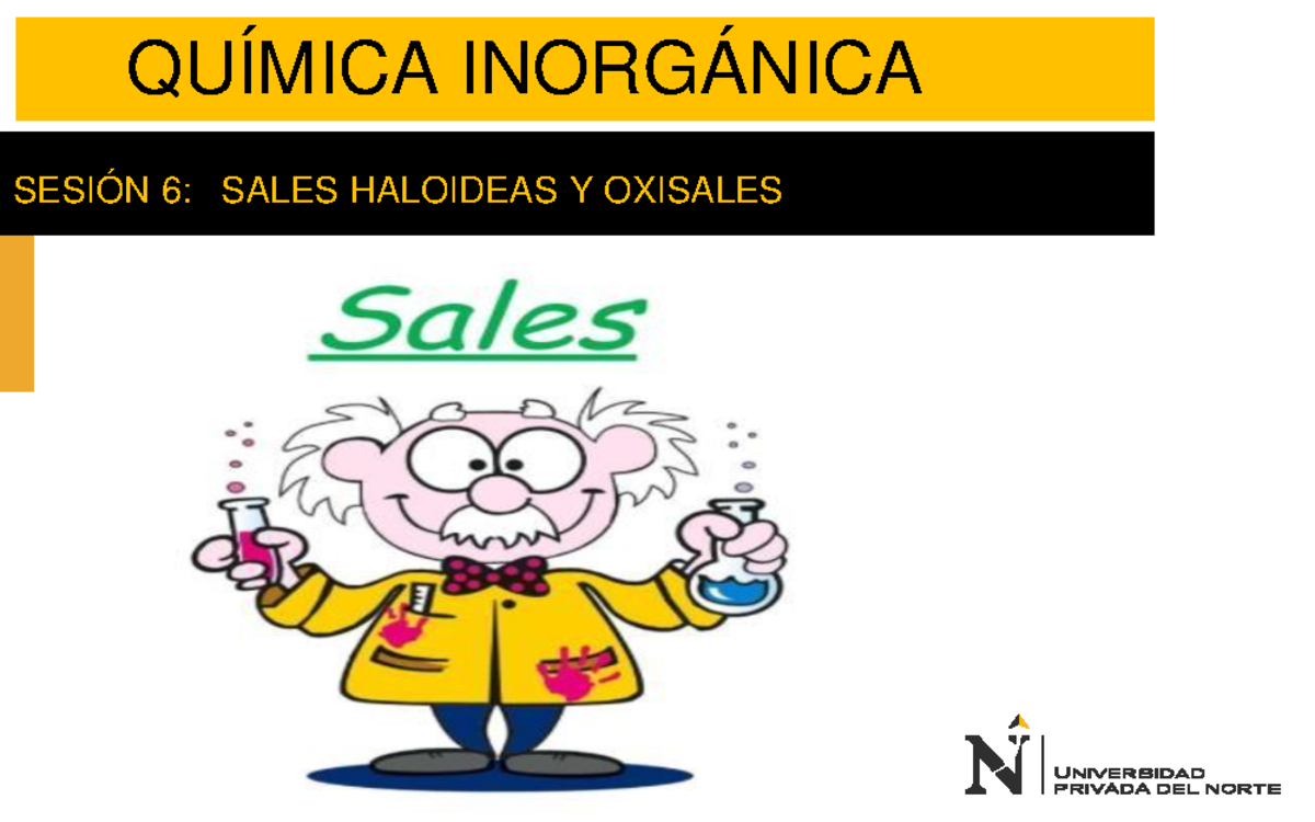 S6 Sales Haloideas Y Oxisales - SESIÓN 6: SALES HALOIDEAS Y OXISALES QUÍMICA INORGÁNICA SABERES ...
