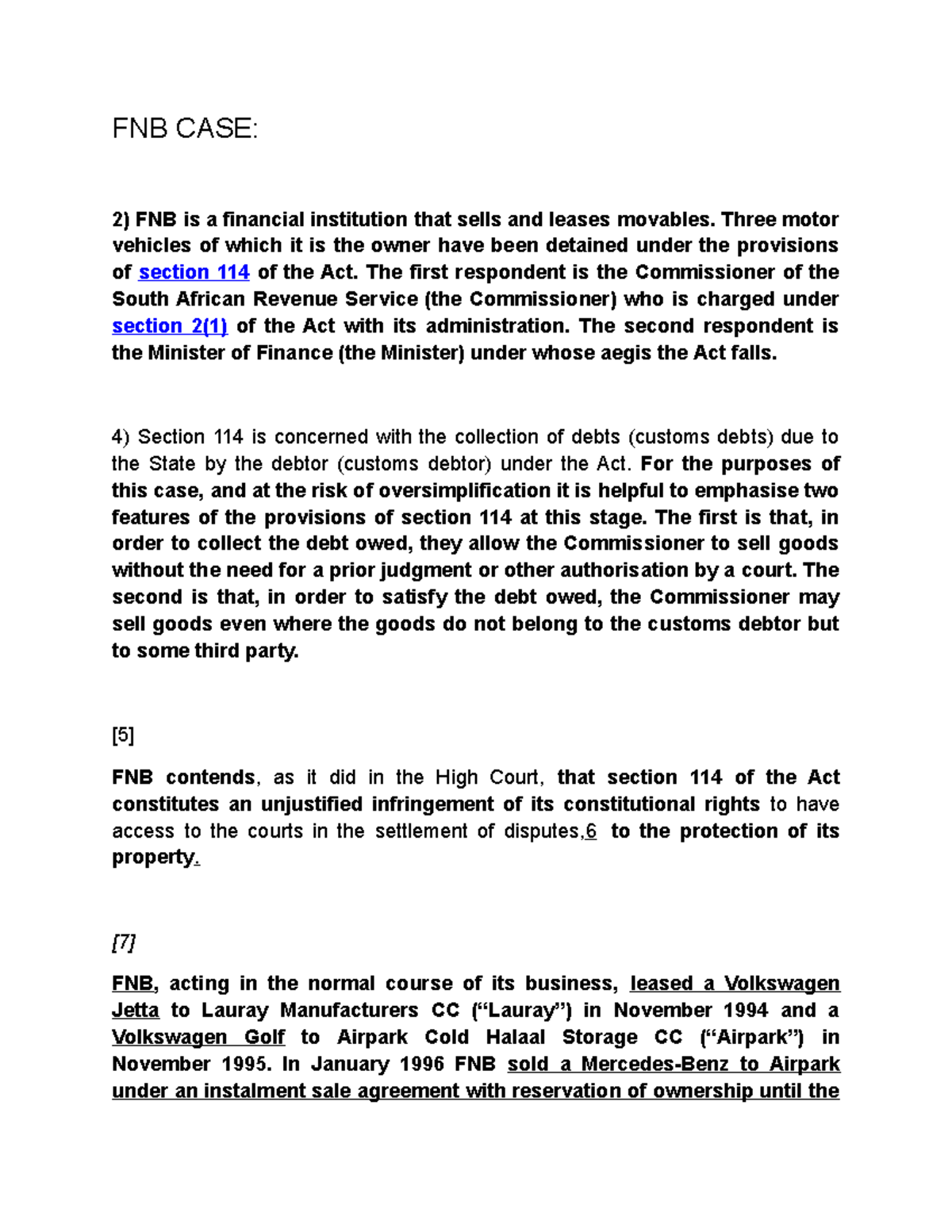 FNB case summary for tests and assignments - FNB CASE: 2) FNB is a ...