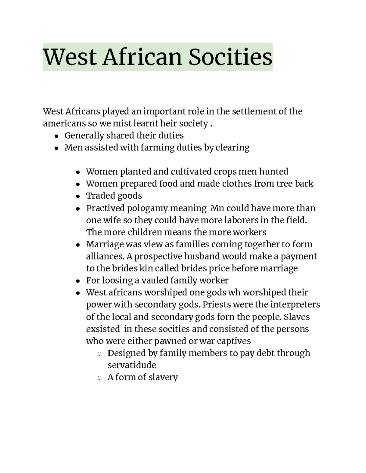 West African Socities - West African Socities West Africans played an ...
