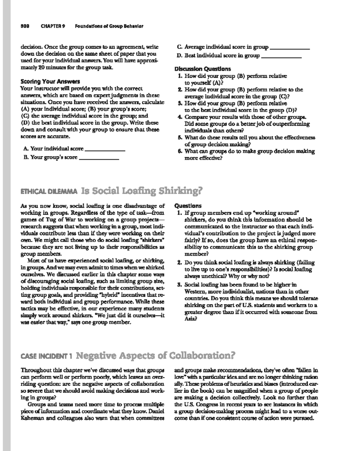 6.1 Is Social Loafing Shirking p 300 - Organizational behaviors - Studocu