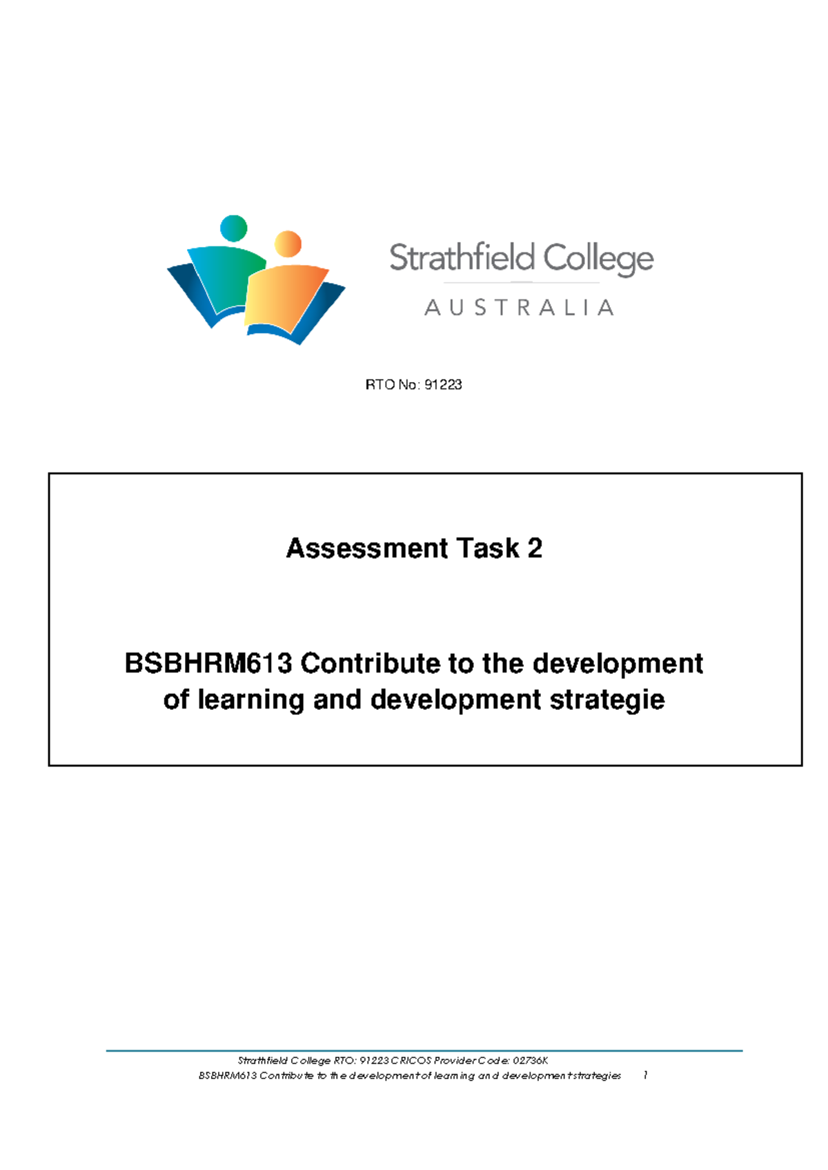 BSBHRM613 Task 2 - Strathfield College RTO: 91223 CRICOS Provider Code ...