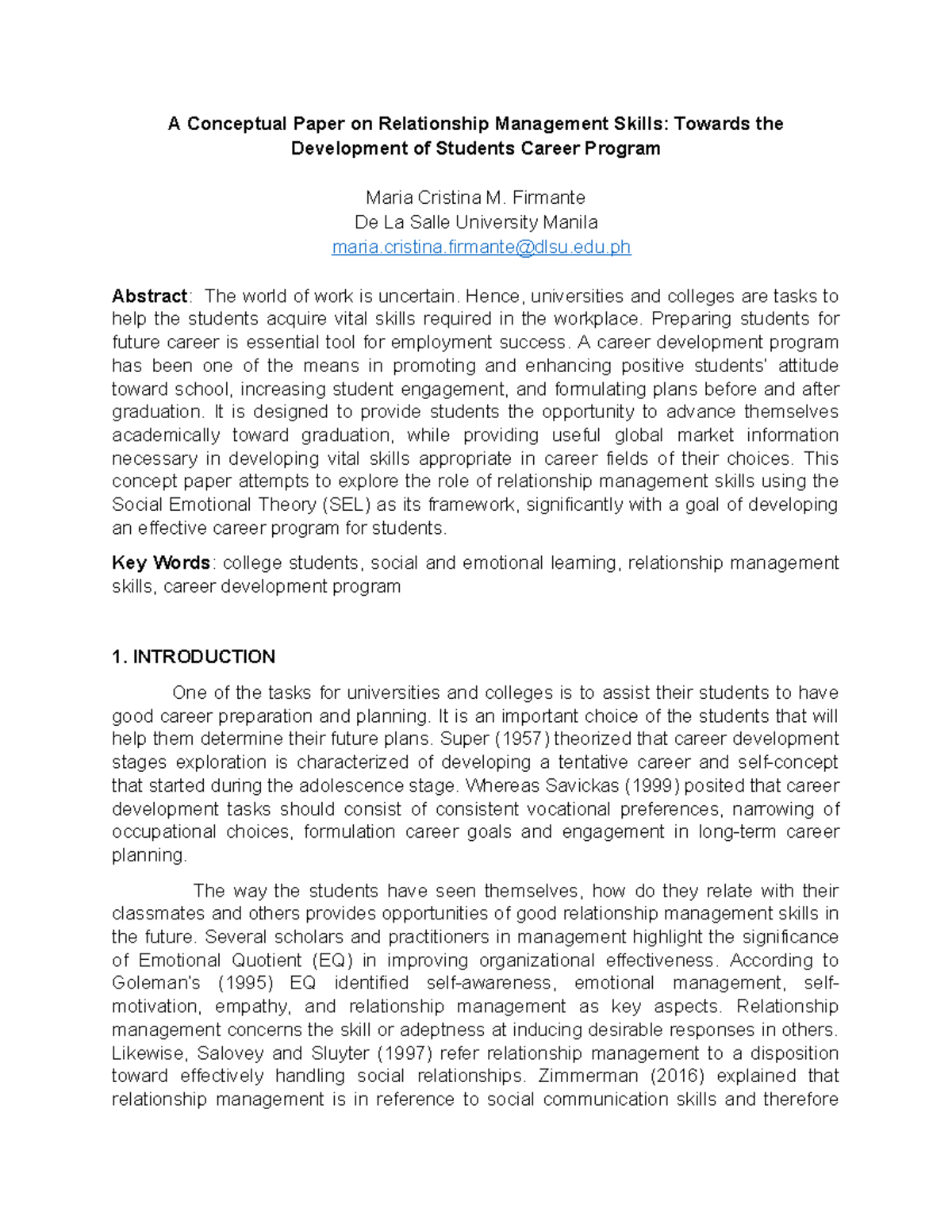 Conceptual Paper - It is good - A Conceptual Paper on Relationship ...