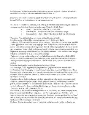 Failure Speech Outline Example 1 - Speech Outline Template Name ...