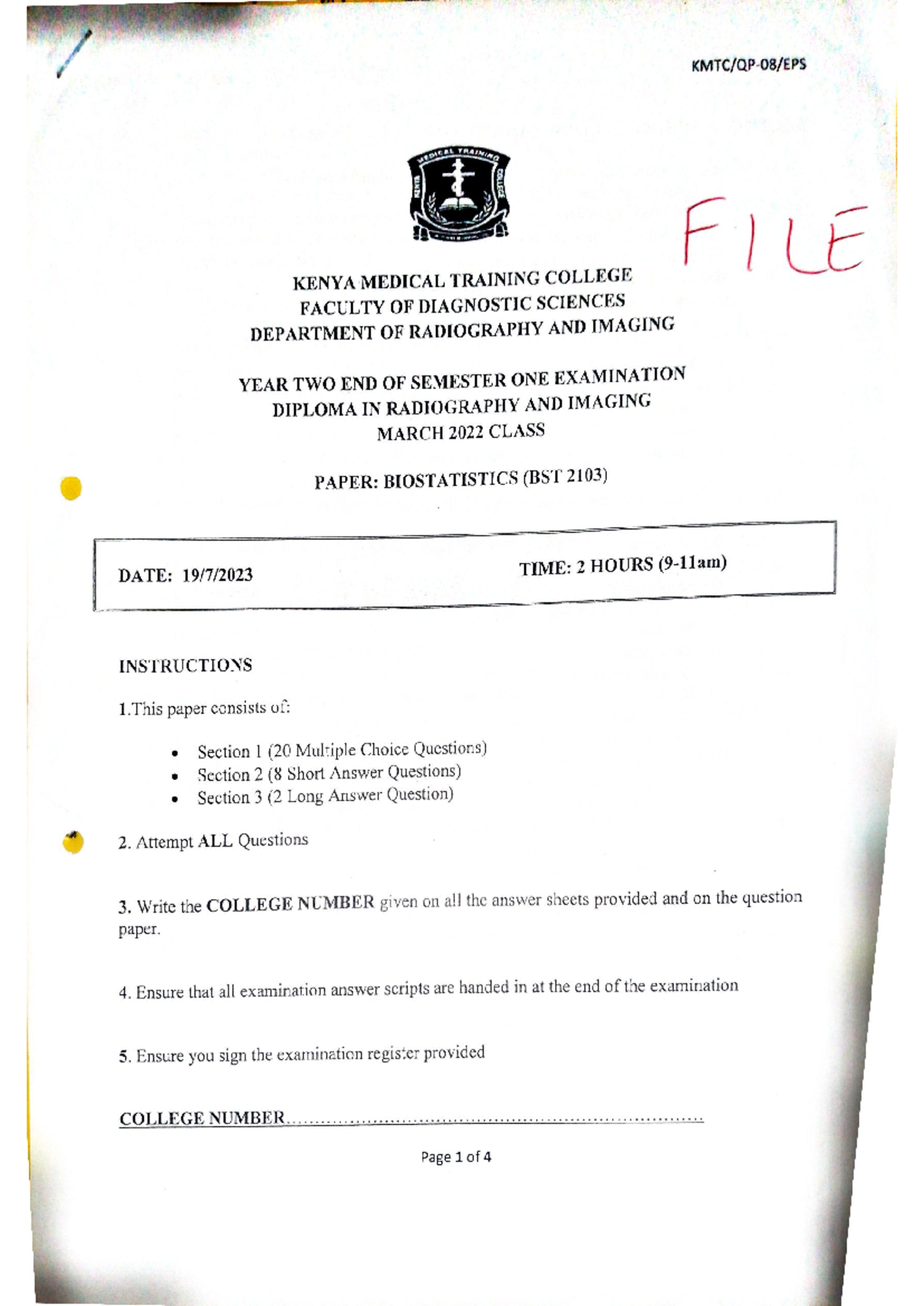 Biostatistics - Biostat CAT - revision papers - MEDICAL TRAINING FILE ...