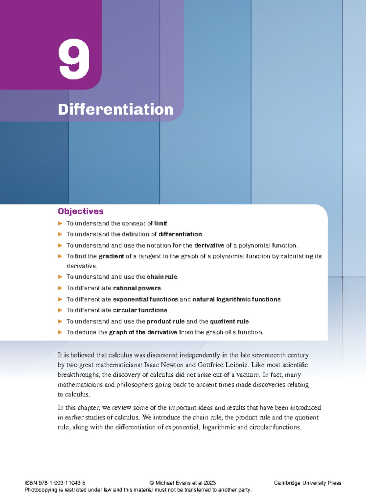 Methods 34 2ed Ch09 - both sam keysie college - 9 Differentiation ...