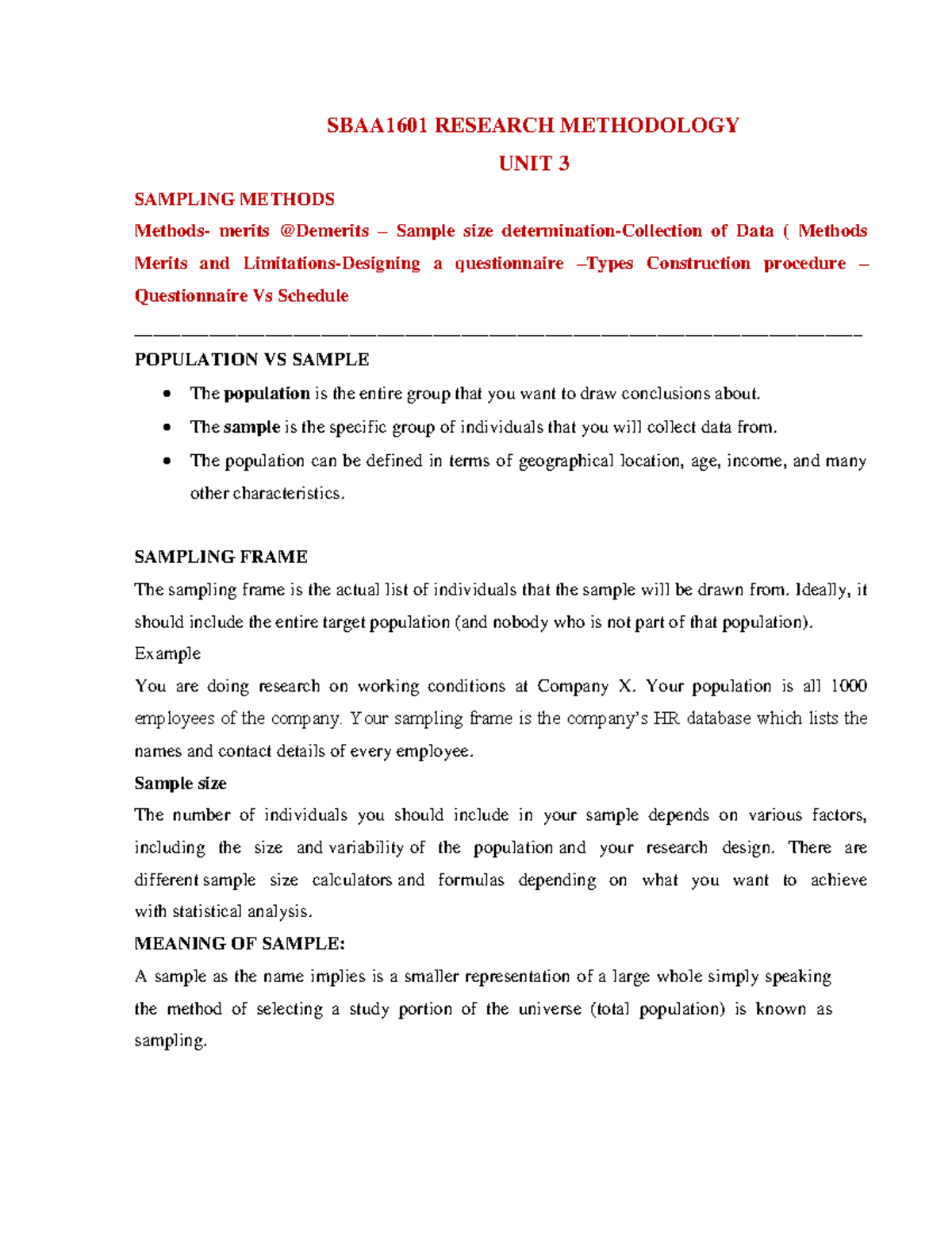 UNIT 3 SBA5601 Research Methodology - SBAA1601 RESEARCH METHODOLOGY ...