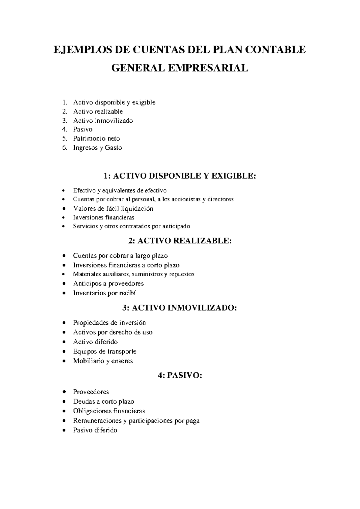 5 Ejemplos DE Cuentas DEL PLAN Contable - EJEMPLOS DE CUENTAS DEL PLAN CONTABLE GENERAL ...