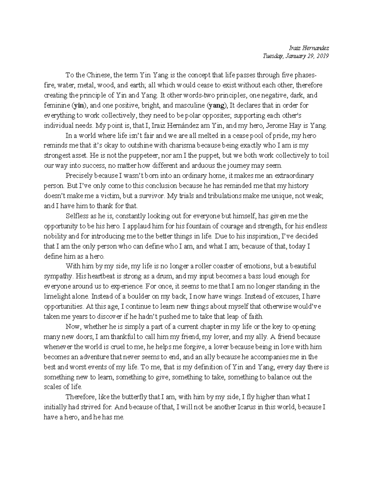 My Hero Speech - "The goal of this introductory oral communication ...