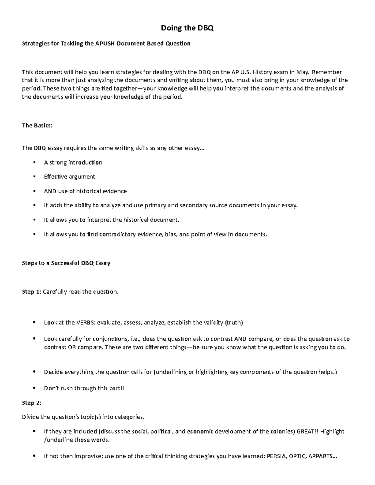 Doing the DBQ - gyfcdxsedrcfgvbhnj - Doing the DBQ Strategies for ...