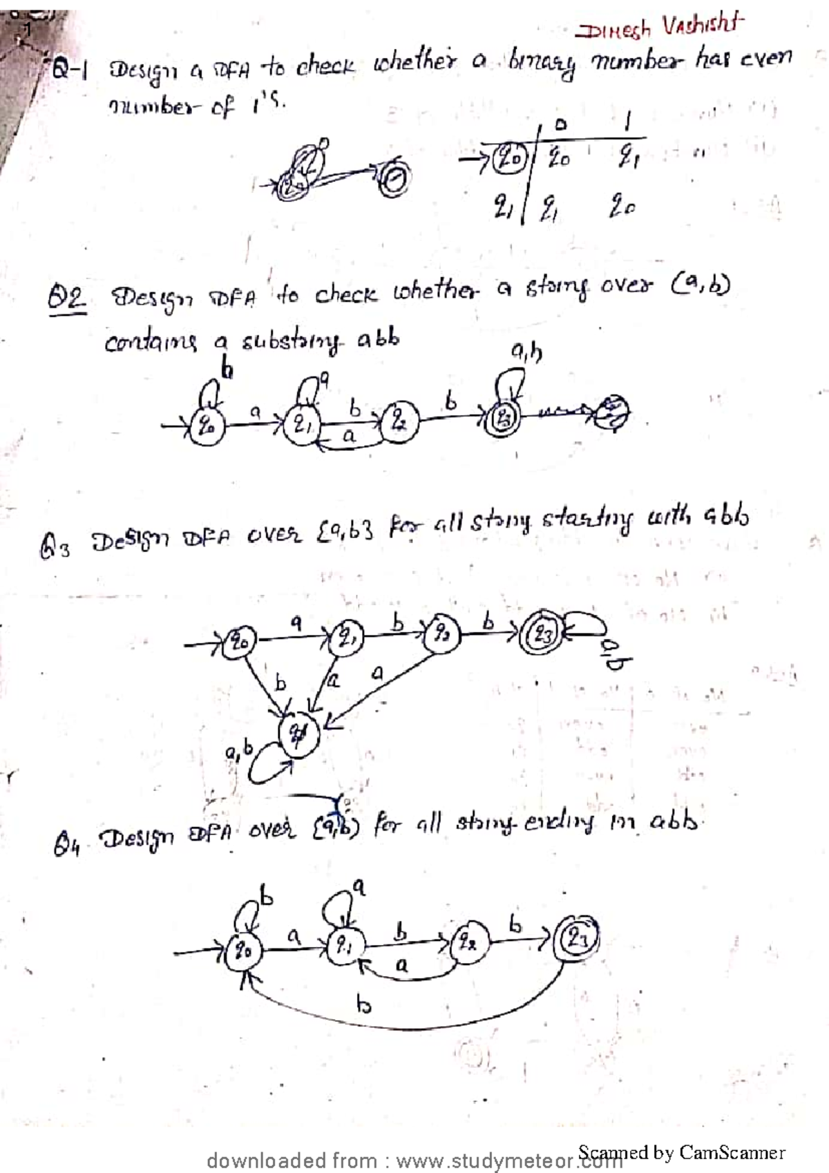 Dfa nfa solvedproblems f0 - machine learning techniques - Scanned by ...