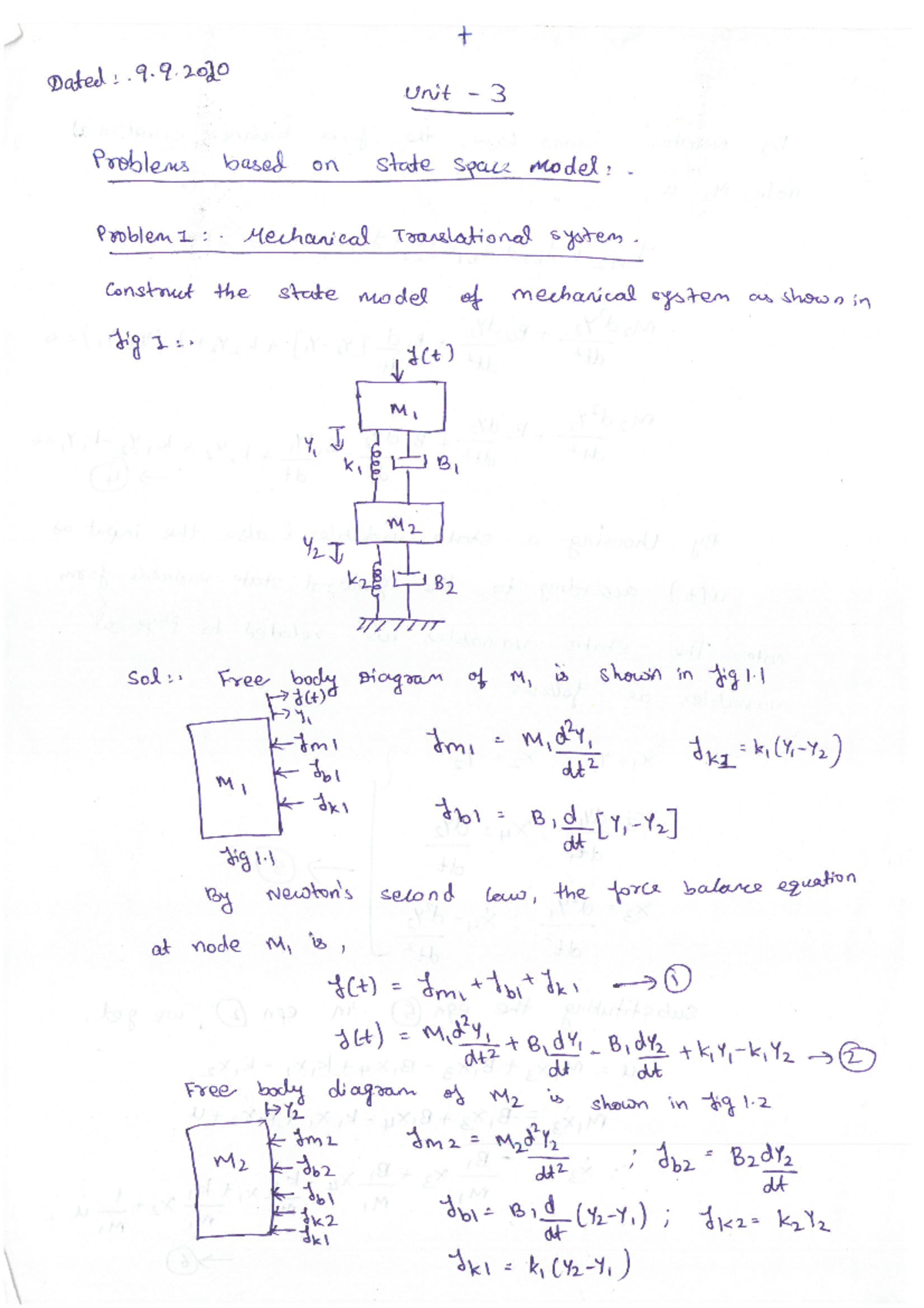 LDC State Space Model OF A Mechanical System - Translational System ...