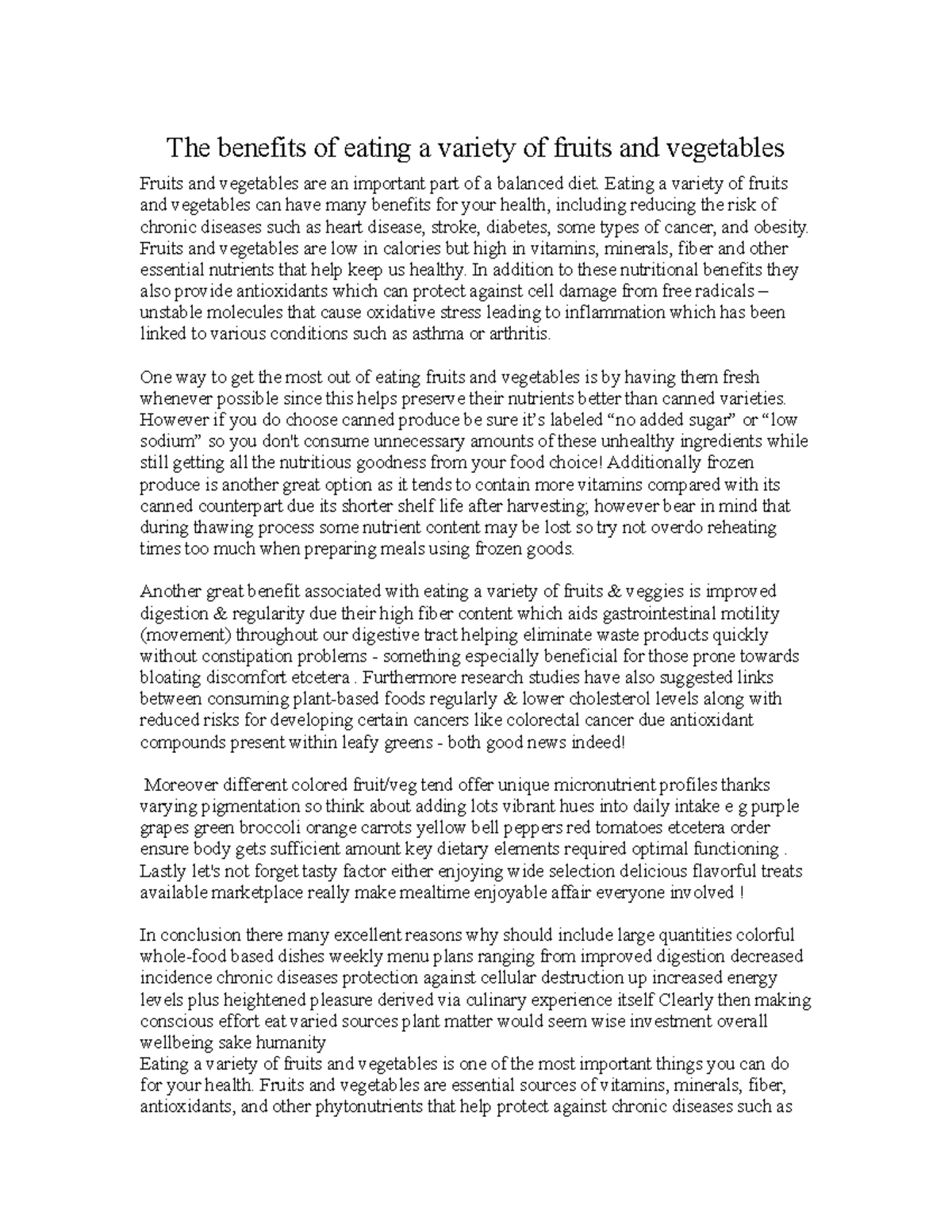 Fundamentals of nutrition - The benefits of eating a variety of fruits ...