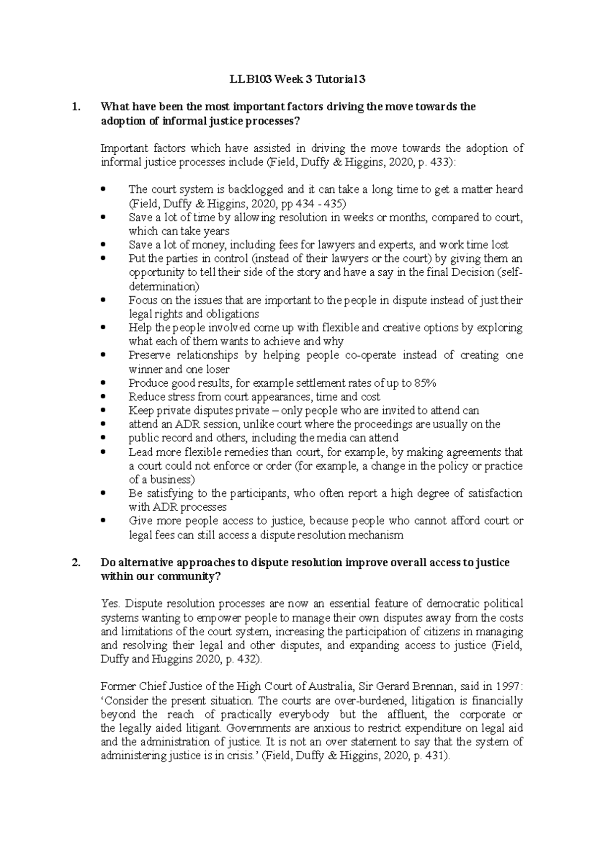 LLB103 Week 3 Tutorial 3 - LLB103 Week 3 Tutorial 3 1. What have been the most important factors ...