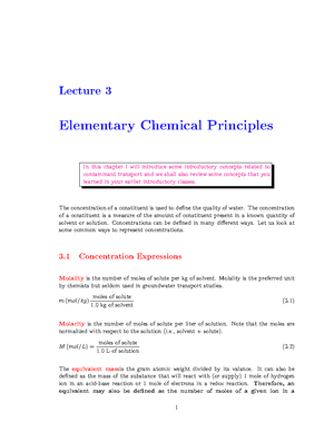 Lecture 6 - Ground water Transport - Lecture 6 Ideal Reactors and Mass ...
