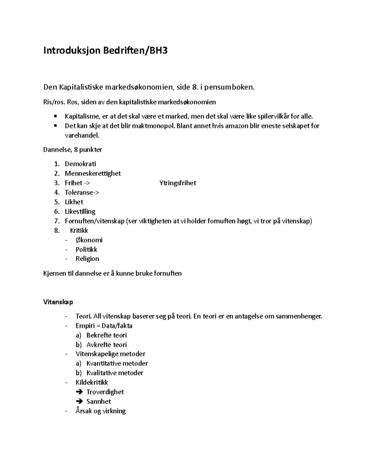 Introduksjon Bedriften - Introduksjon Bedriften/BH Den Kapitalistiske markedsøkonomien, side 8 ...