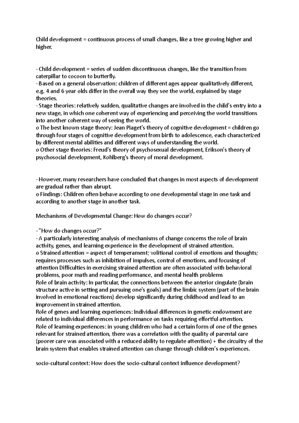 Child development - Psychology - Child development = continuous process ...