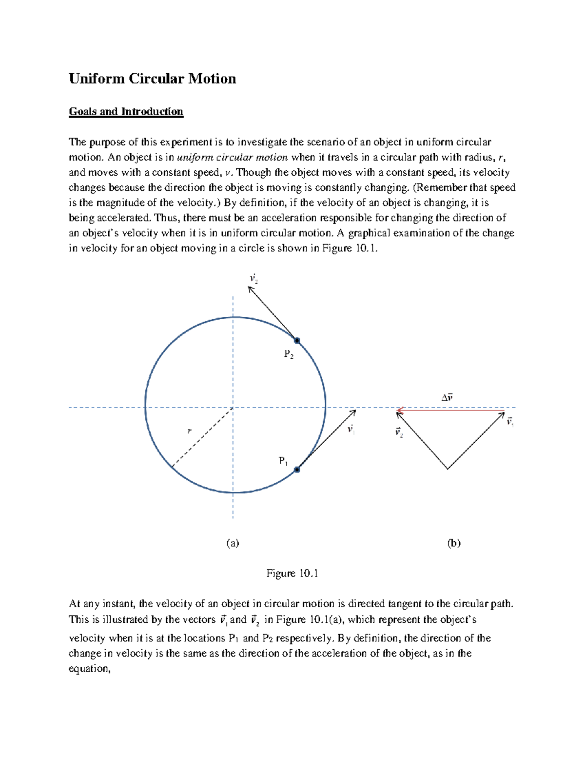 Uniform Circular Motion - Uniform Circular Motion Goals and ...