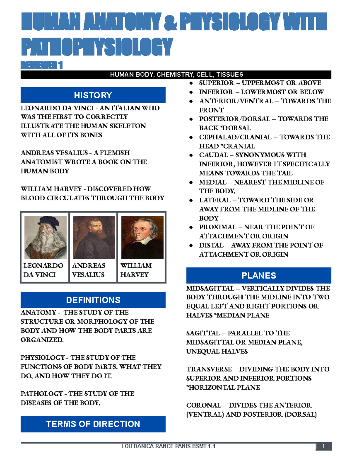 Lecture notes in anaphy - HUMAN ANATOMY & PHYSIOLOGY WITH ...