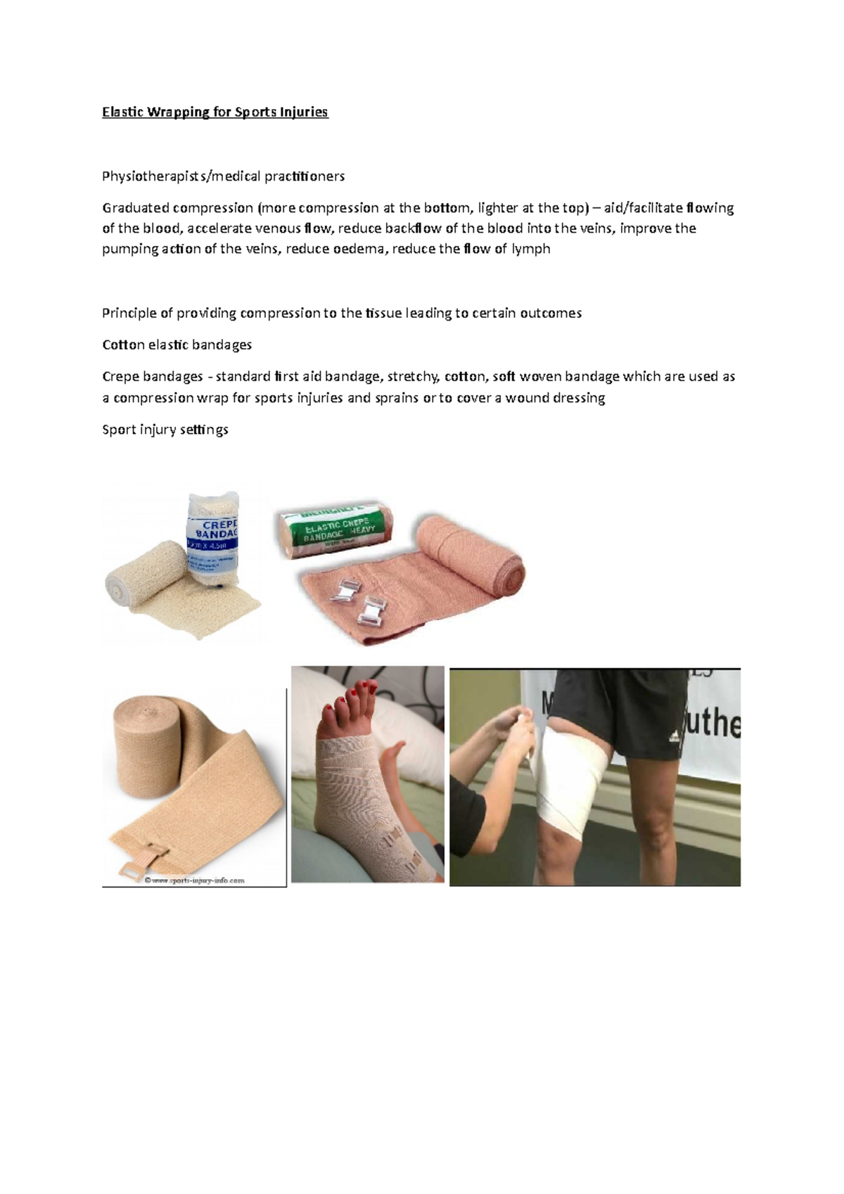 Week 1 Notes - Elastic Wrapping for sports injuries - Elastic Wrapping ...
