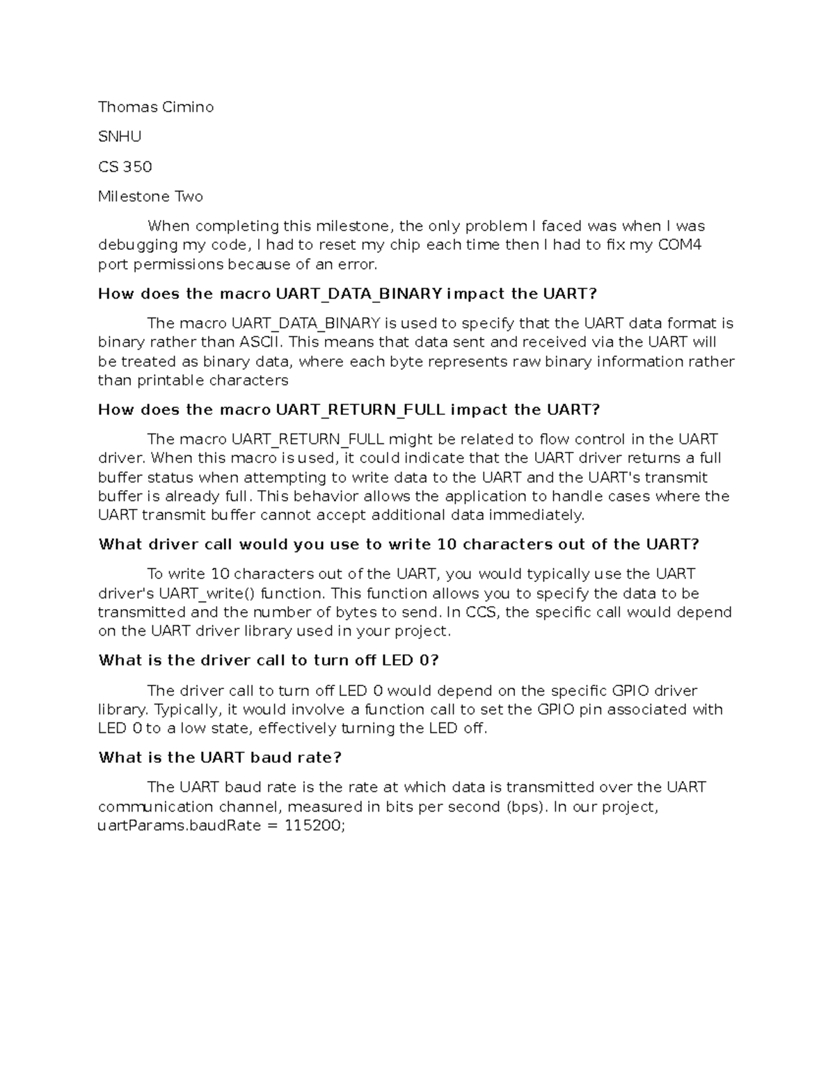 Mod2 - 1212121212122323223 - Thomas Cimino SNHU CS 350 Milestone Two When completing this ...