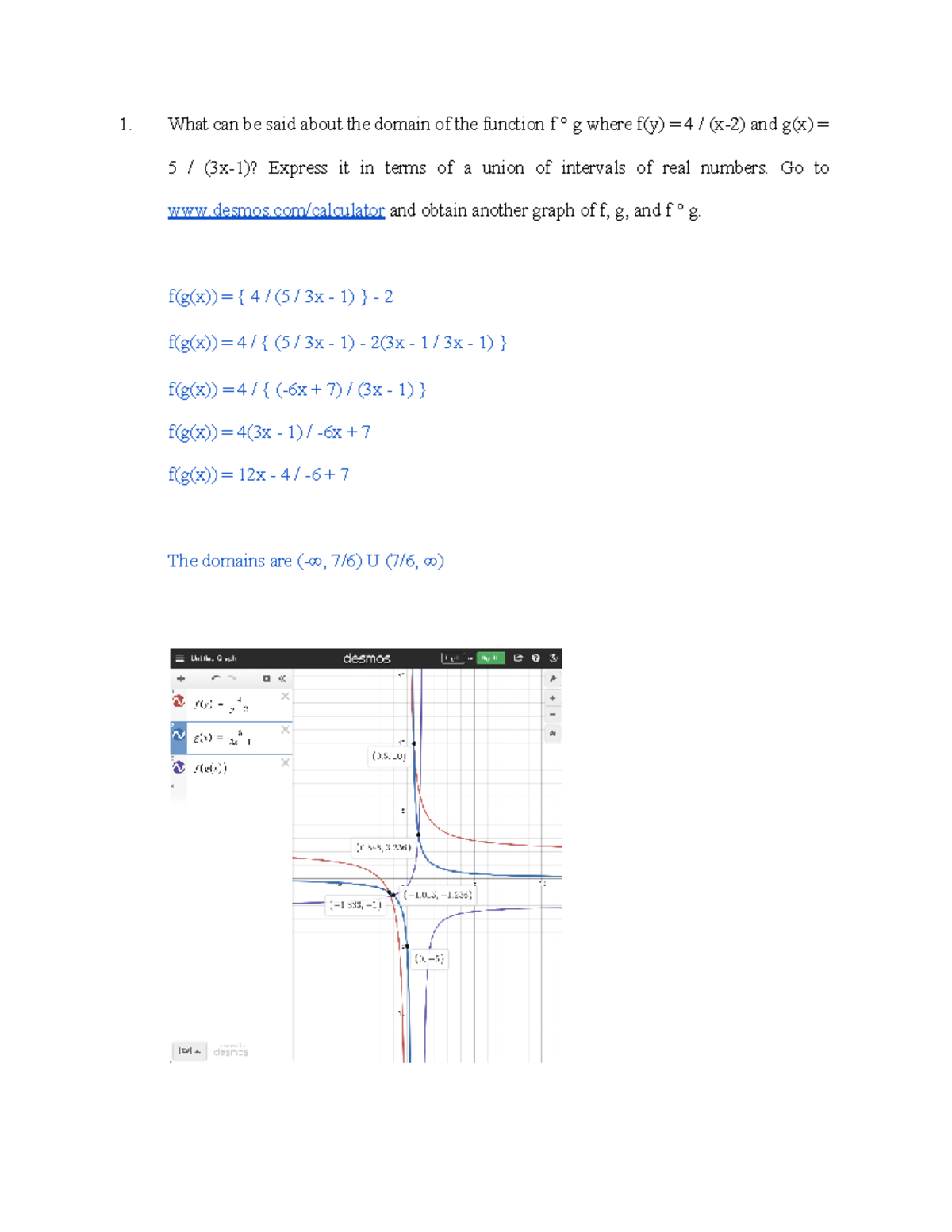 Written Assignment Math 1201 Unit 4 What Can Be Said About The Domain Of The Function F ° G