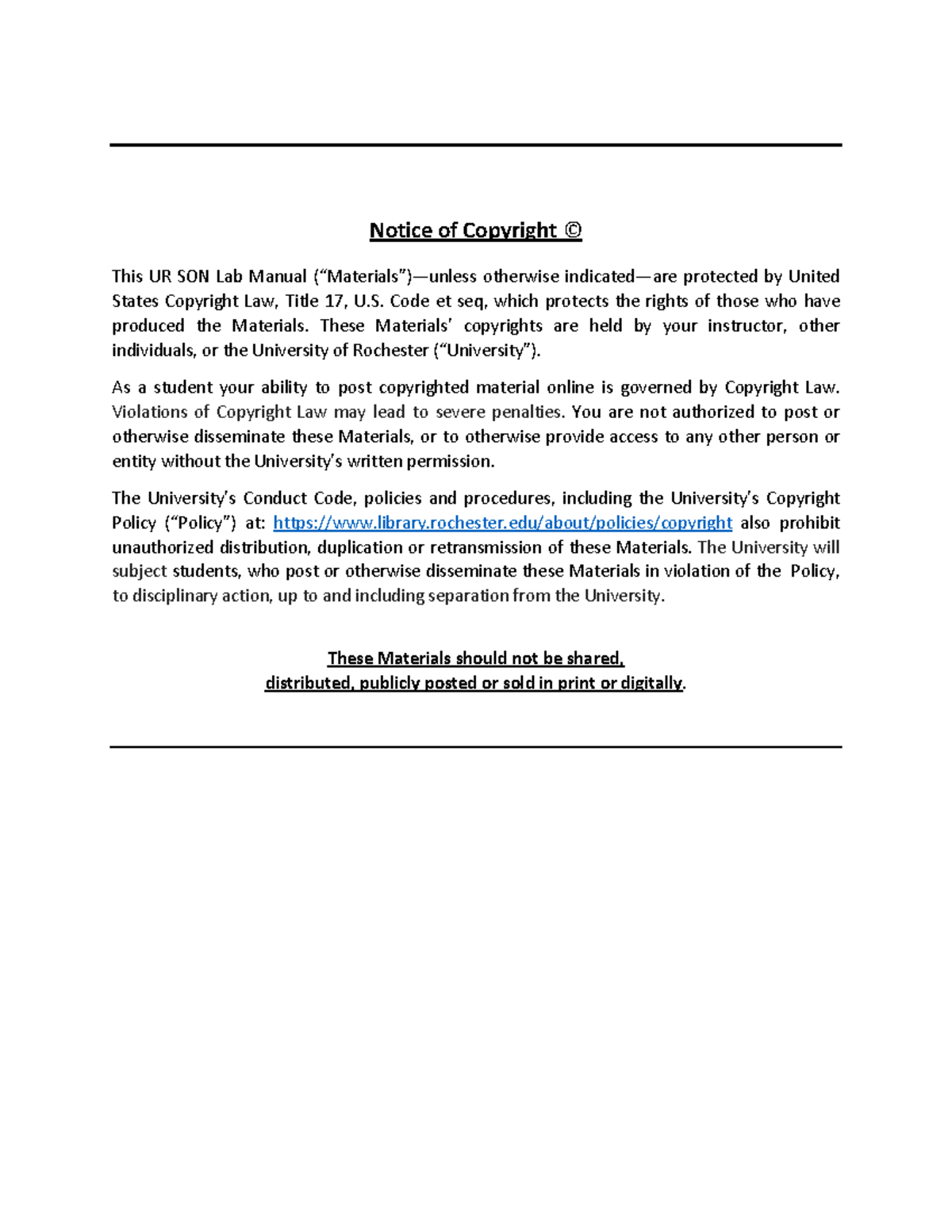 Lab Manual Ten Sample - Notice of Copyright © This UR SON Lab Manual ...