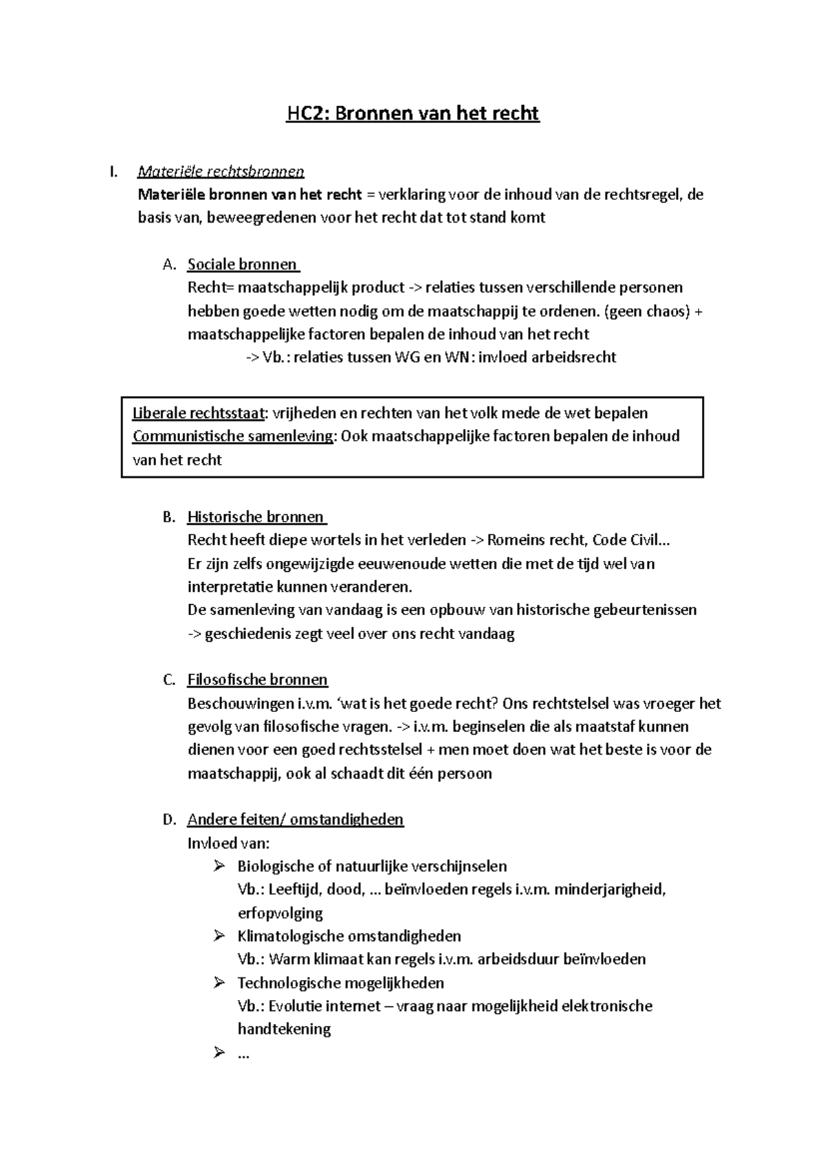 HC2 - HC2: Bronnen van het recht I. Materiële rechtsbronnen Materiële ...