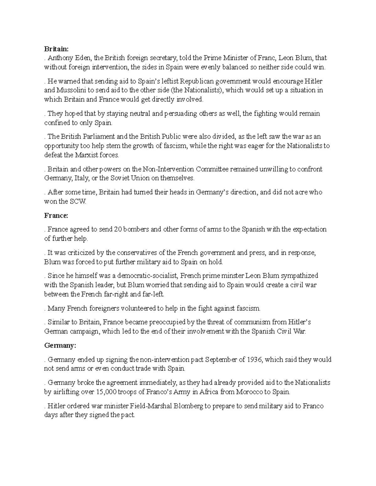 Non Intervention in the Spanish Civil War - Britain: . Anthony Eden ...