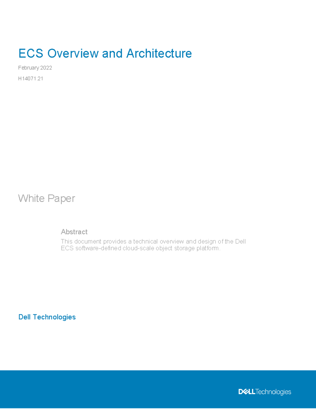 H14071 ecs architectural guide wp - ECS Overview and Architecture February 2022 H14071. White ...