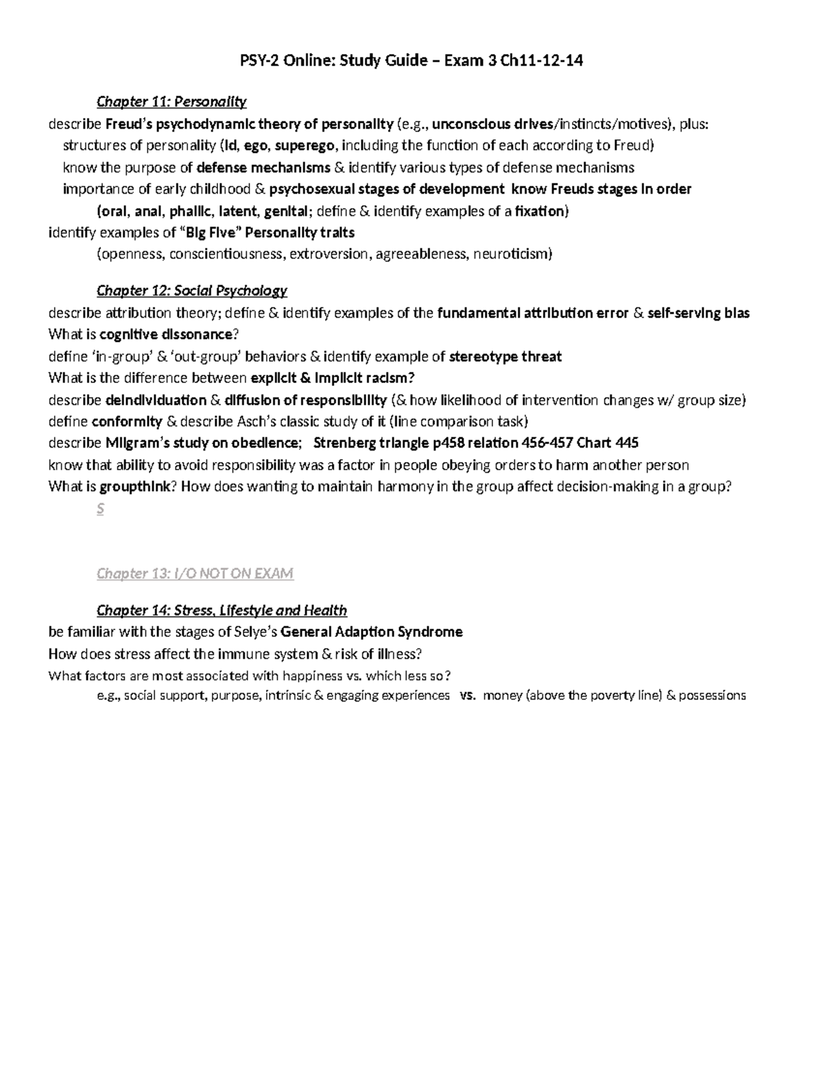 PSY-2 Draft WEB Exam 3 Study Guide FA21 (3).docx ch 11-12-14 - PSY-2 ...