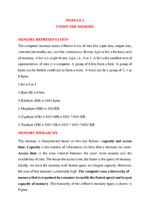 M1 - First module - MODULE 1 COMPUTER -CHARACTERISTICS-PARTS. Computer ...