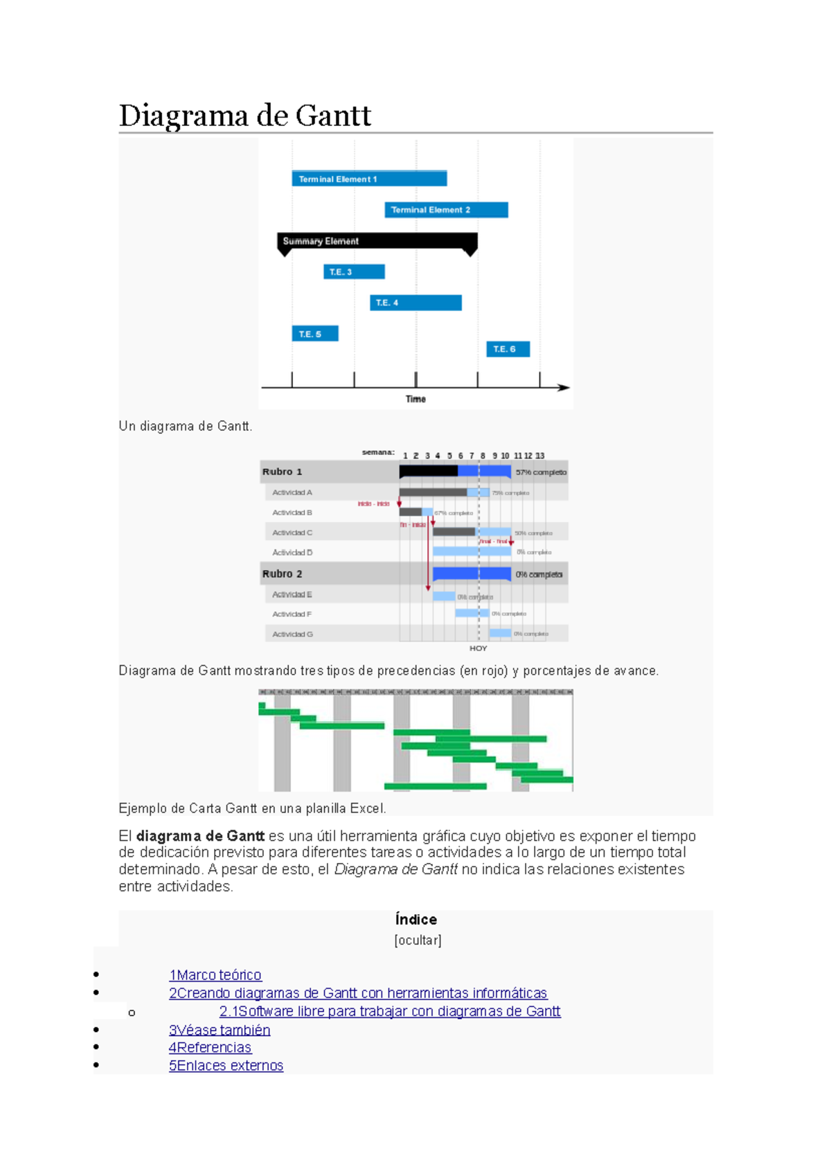 Diagrama de Gantt - Diagrama de Gantt mostrando tres tipos de ...