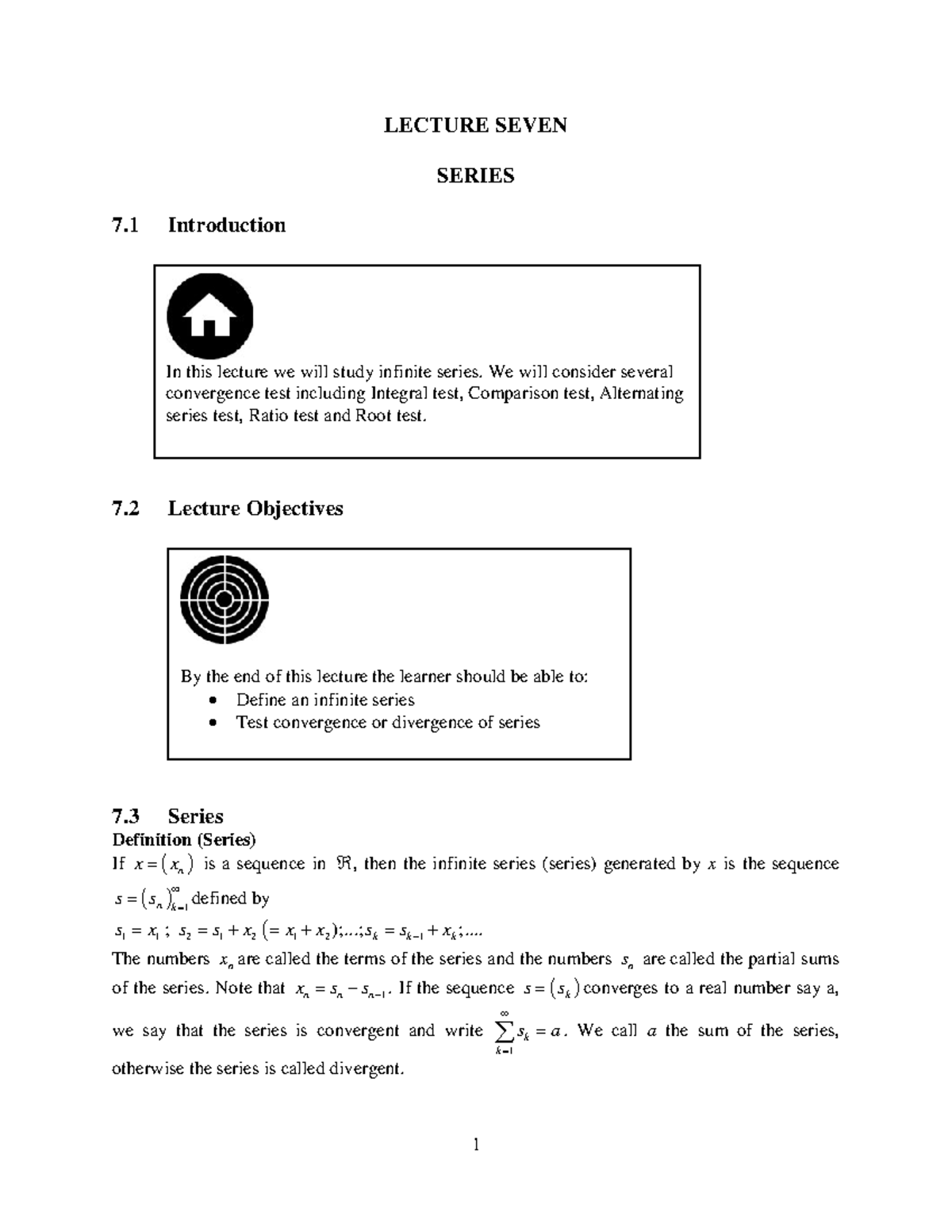SMA 300 Lecture 7 Series -1 - ####### LECTURE SEVEN ####### SERIES ...
