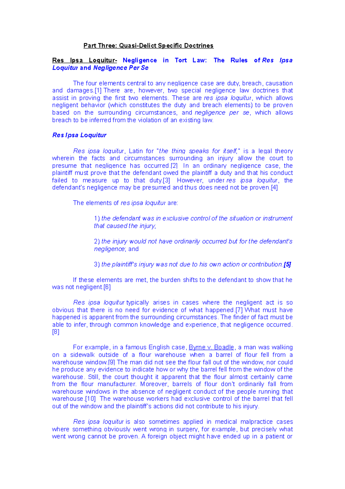 Part Three - Lecture - Part Three: Quasi-Delict Specific Doctrines Res ...