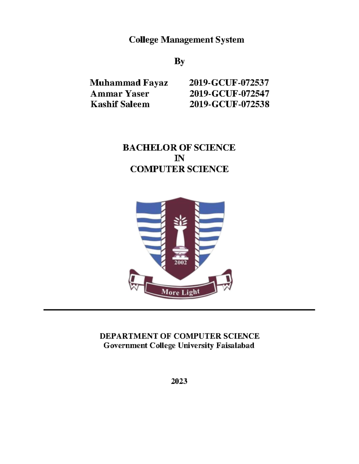 College Management System FYP - College Management System By Muhammad Fayaz 2019-GCUF- Ammar ...