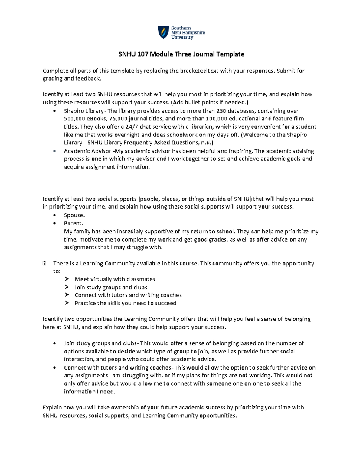 SNHU 107 Module Three Journal - Submit for grading and feedback ...