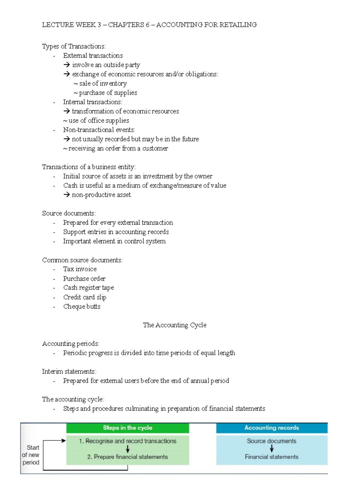 ACCT1101 - Lecture notes 3 - Types of Transactions: External ...