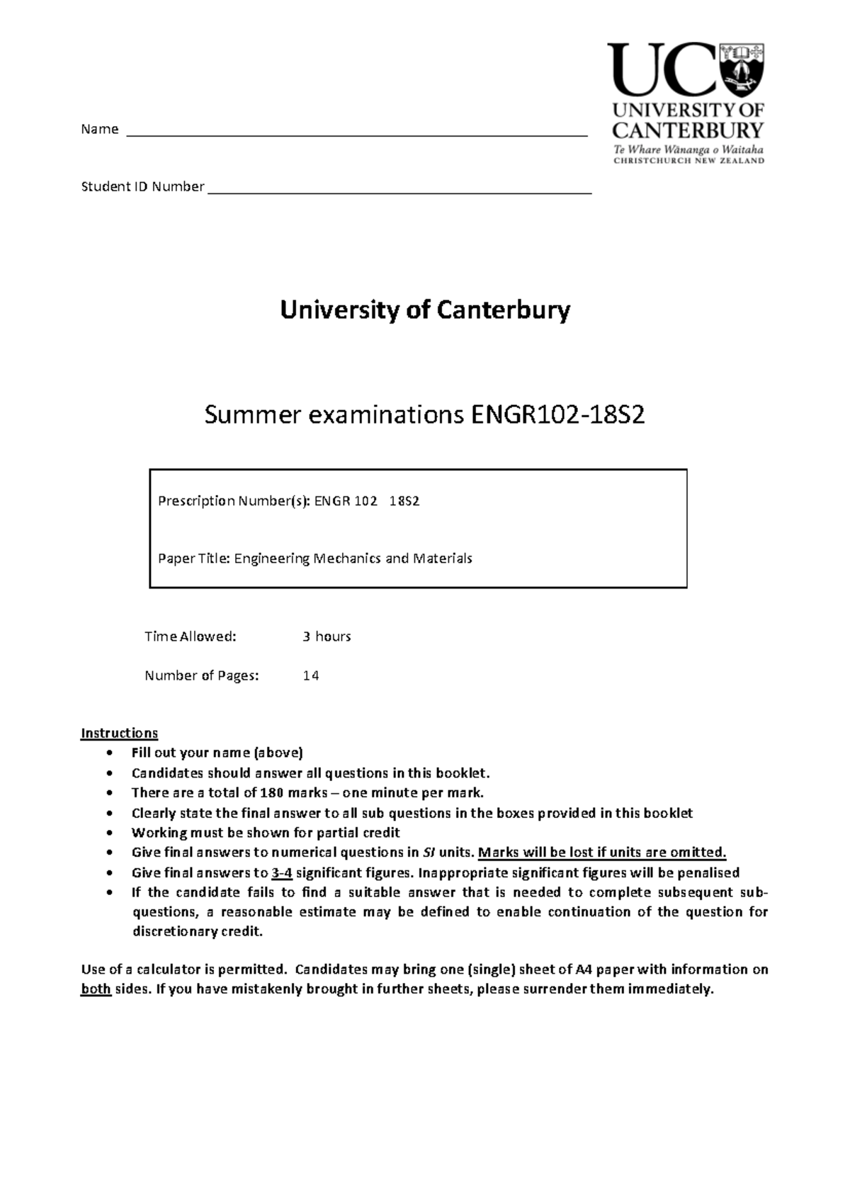 Engr102 18S2 - worked answers - Name