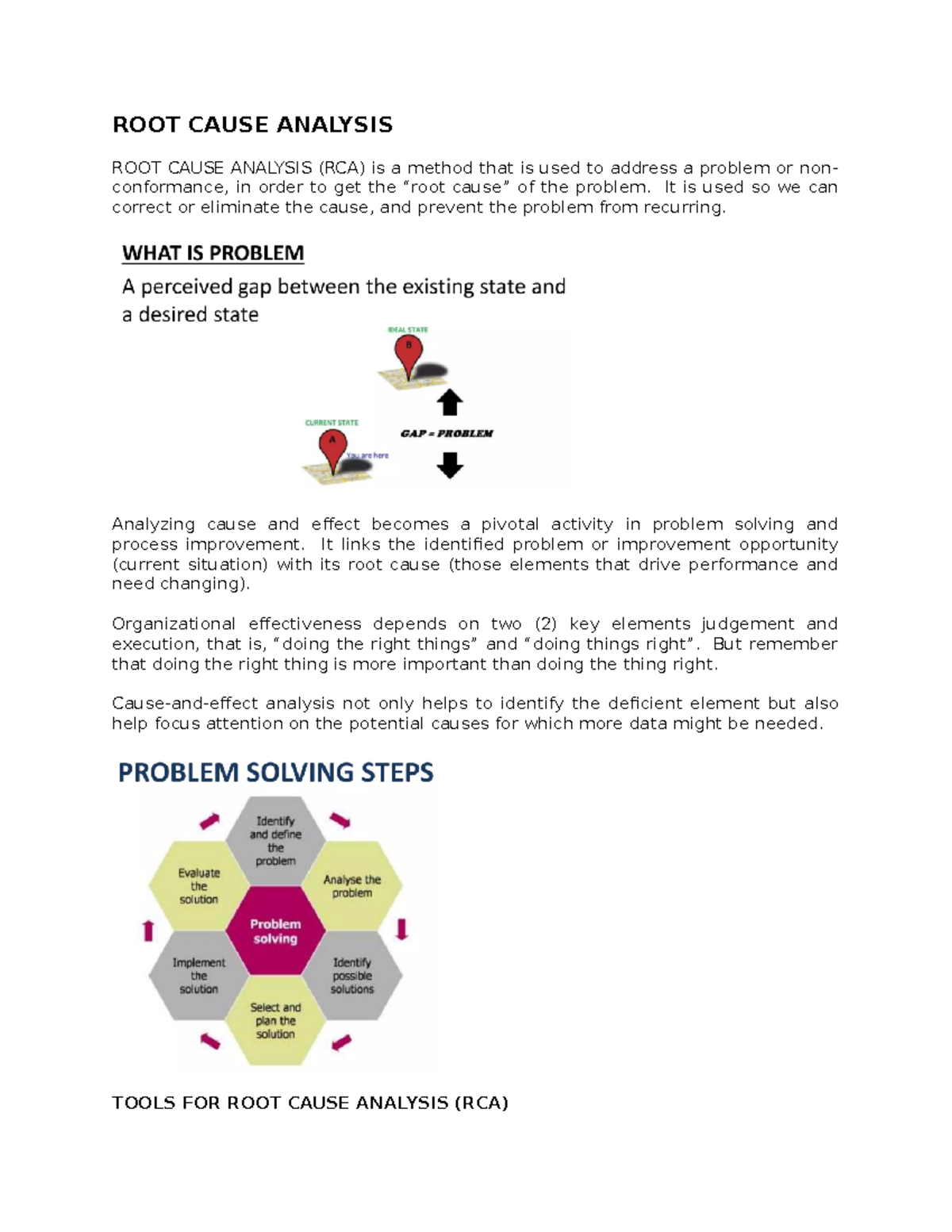 RCA1 - Engineering Management - ROOT CAUSE ANALYSIS ROOT CAUSE ANALYSIS ...