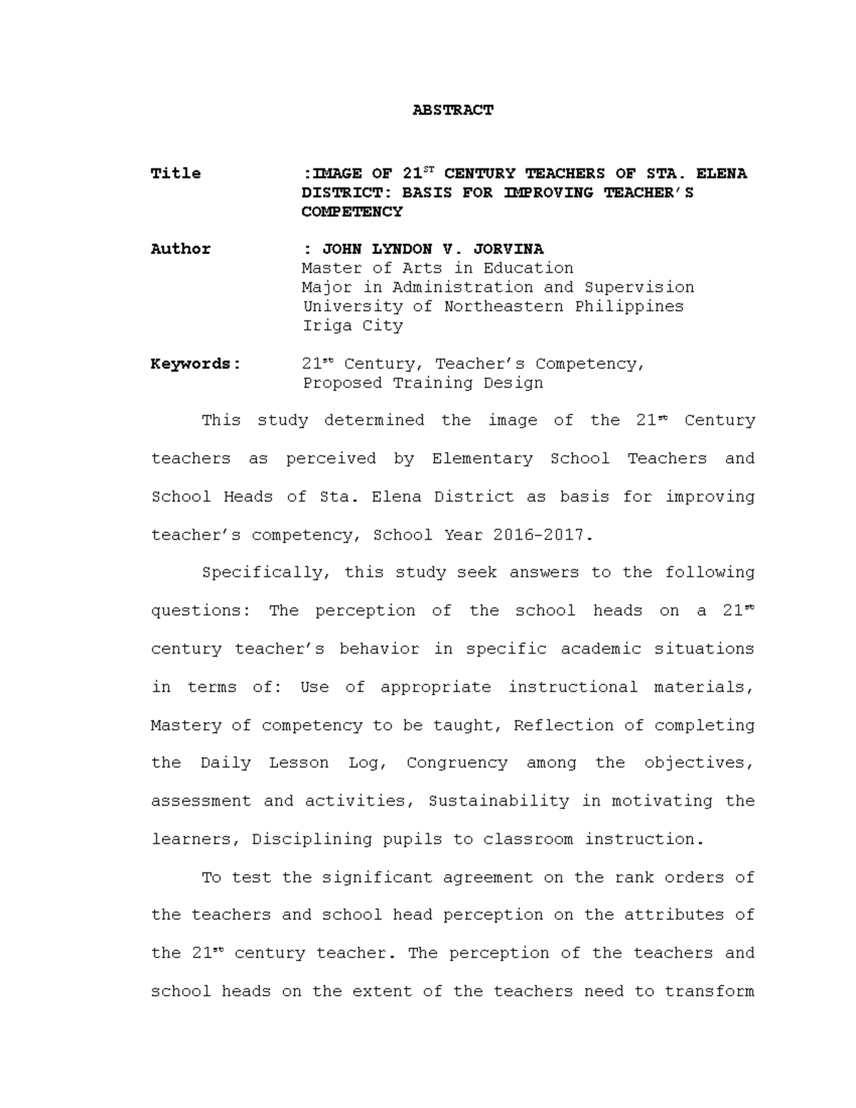 Abstract Jorvina - lecture - ABSTRACT Title :IMAGE OF 21ST CENTURY ...