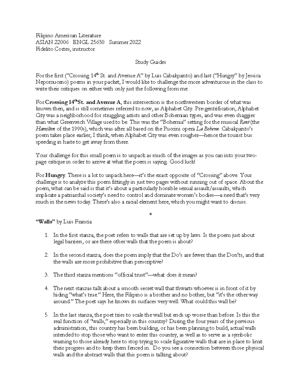 Study Guide 3 Poems - America Is in the Heart, sometimes subtitled A ...