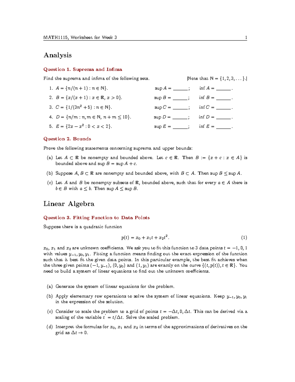 MATH1115 2021 S1 worksheet 1 - MATH1115, Worksheet for Week 3 1 ...