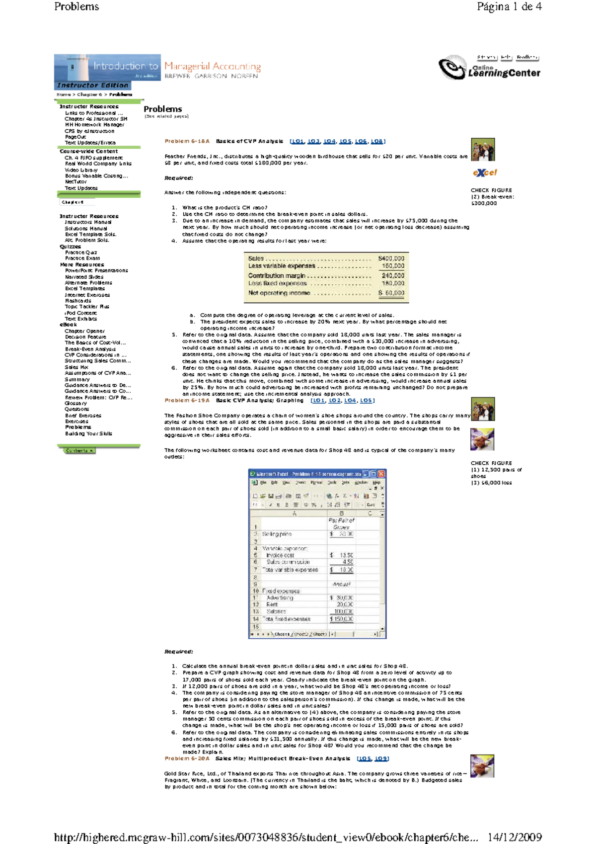 Problems chapter 6 - Problems (See related pages) Problem 6-18A Basics of CVP Analysis [LO1, LO3 ...
