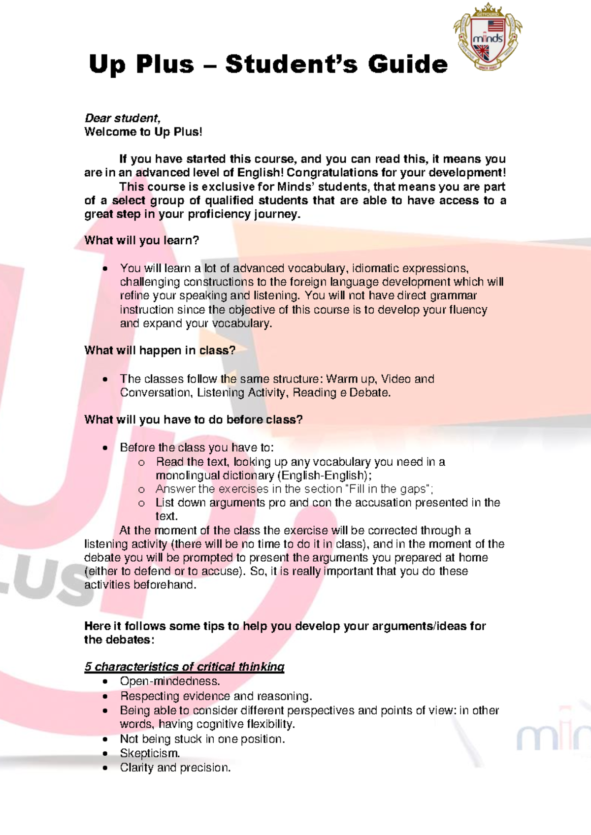Up Plus - Student s Guide - Up Plus – Student’s Guide Dear student ...